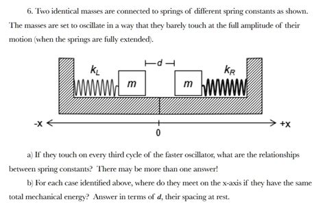 Solved 6 Two Identical Masses Are Connected To Springs Of Different
