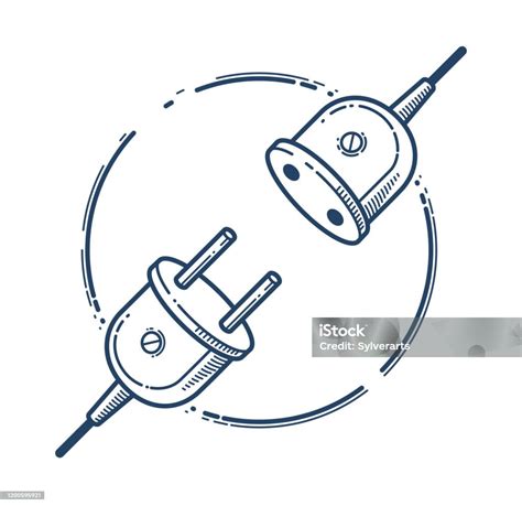 레트로 전기 플러그 분리 벡터 선형 아이콘 전력 전기 또는 기술 개념 연결 0명에 대한 스톡 벡터 아트 및 기타 이미지 0명
