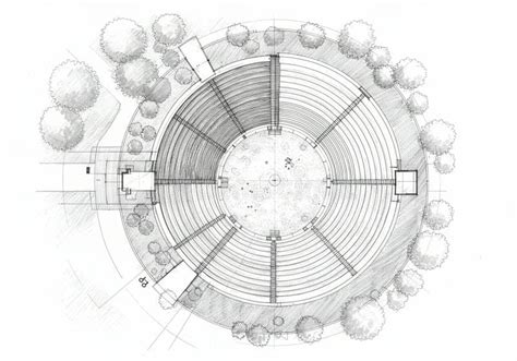 Circular Amphitheater Architectural Plan Featuring Concentric Seating