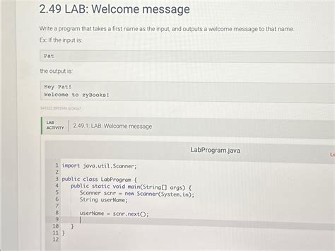 Solved LAB Welcome MessageWrite A Program That Takes Chegg