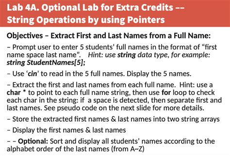 Solved A Lab 4a Optional Lab For Extra Credits String
