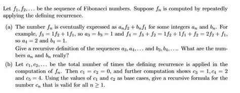 Solved Let Fi F2 Be The Sequence Of Fibonacci Numbers