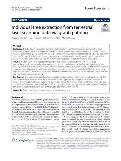 Pdf Individual Tree Extraction From Terrestrial Laser Scanning Data