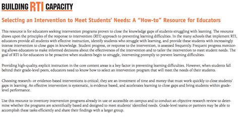 selecting and implementing reading interventions middle school matters