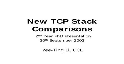 Pdf New Tcp Stack Comparisons · Fairness Tests Overview • Two Types Equivalence Tests • N