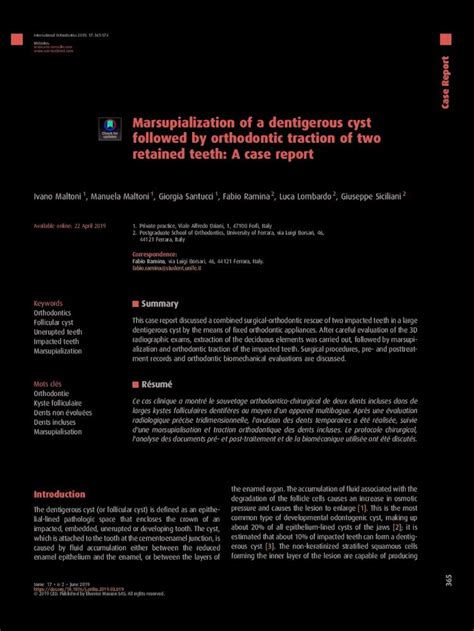 Pdf Marsupialization Of A Dentigerous Cyst Followed By 9z9gxgt9u8ok
