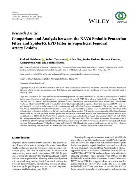 Pdf Comparison And Analysis Between The Nav6 Embolic Protection