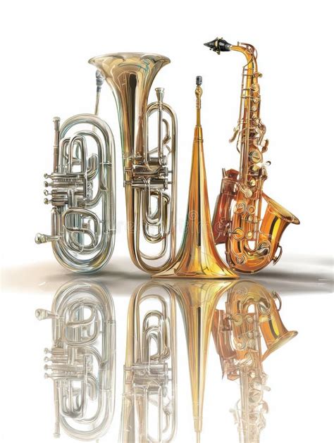 Realistic Illustration Of Various Brass And Woodwind Instruments