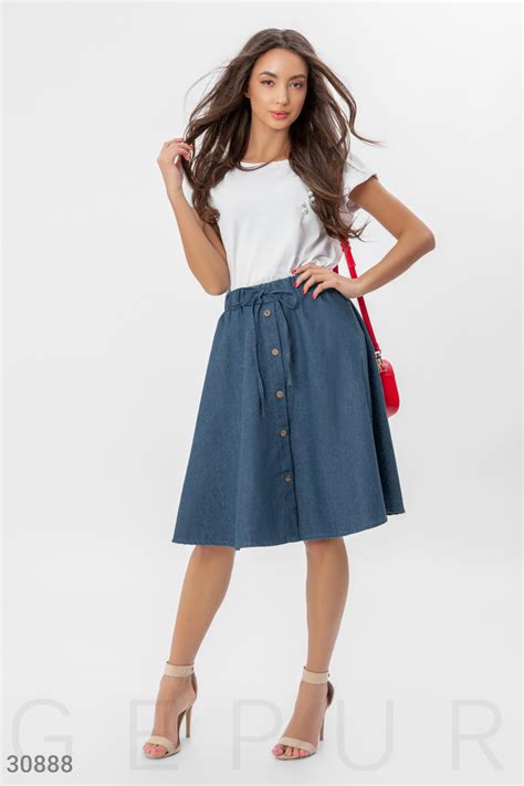 Расклешенная джинсовая юбка (№ 30888) ♡ Gepur - women clothes store