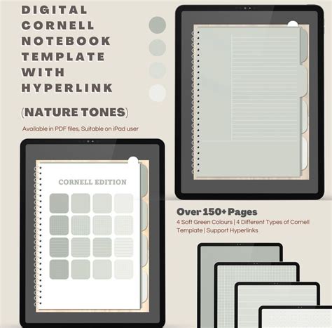 Digital Cornell Notebook In Nature Sage Green