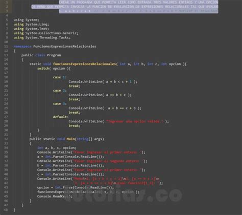 Funciones VisualStudio C Funciones Expresiones Relacionales Tutorias Co