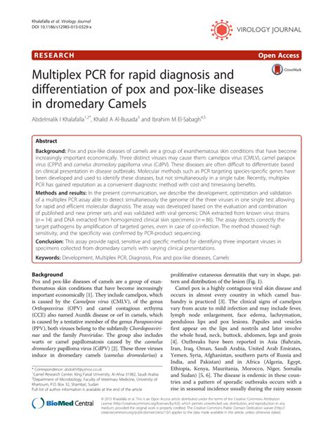 Multiplex Pcr For Rapid Diagnosis And Differentiation Of Pox And Pox Like Docslib