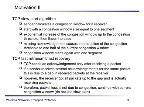 Wireless Networks Transport Protocols Lecture Ppt