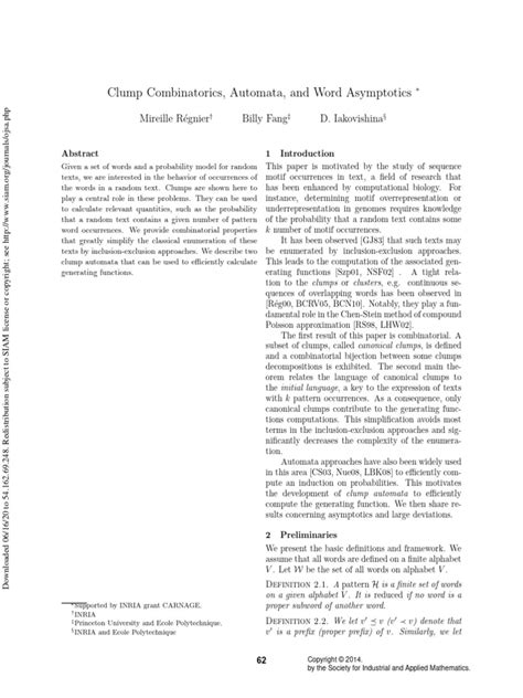 Clump Combinatorics Automata And Word As Pdf Combinatorics Mathematics
