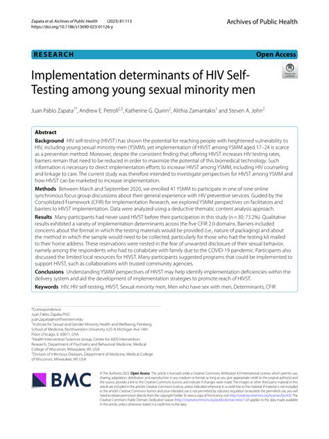 Pdf Implementation Determinants Of Hiv Self Testing Among Young