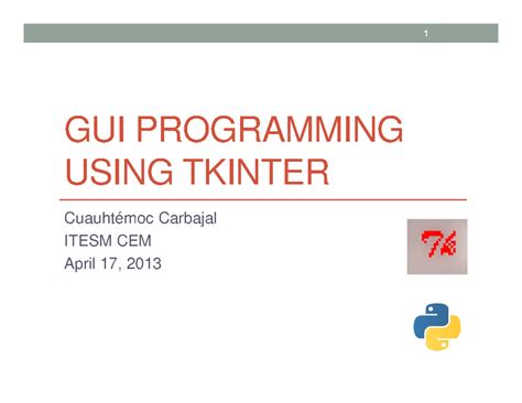 Tkinter Gui Programming Overview A Lecture Guide On Python Basics