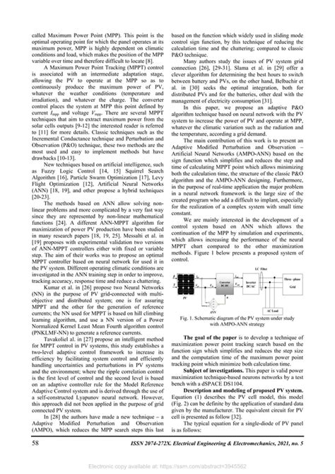 adaptive maximum power point tracking using neural networks for a