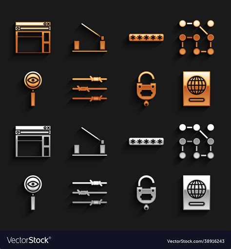 Set Barbed Wire Graphic Password Protection Vector Image