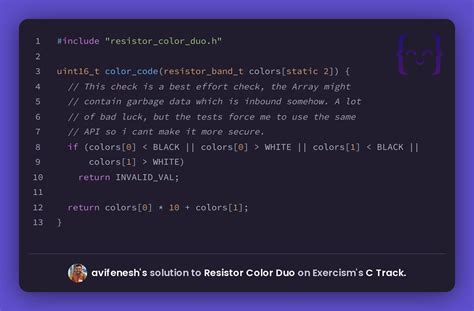 Avifenesh S Solution For Resistor Color Duo In C On Exercism