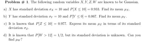 Solved Problem 1 The Following Random Variables Xy Z