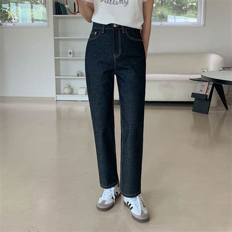 헤이보 스티치 일자 생지 데님 팬츠