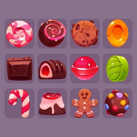 Candy Game Icons Cartoon Vector