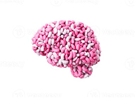 Human Brain Made Of Pink And Sugar Coated Jelly Beans 3d Illustration