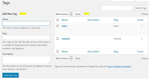 Add A New WordPress Tag Studyopedia