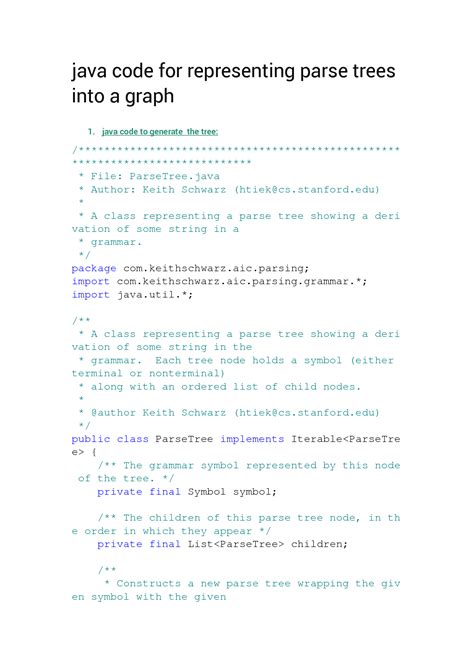 Solution Java Code For Representing Parse Trees Into A Graph Studypool