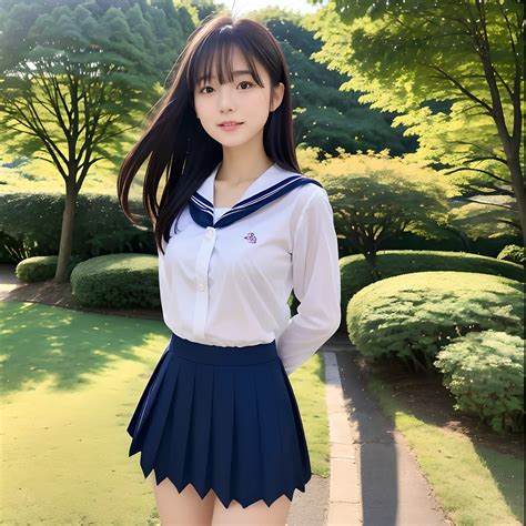女性が水兵の制服を着て写真を撮る様子の画像 Seaart Ai