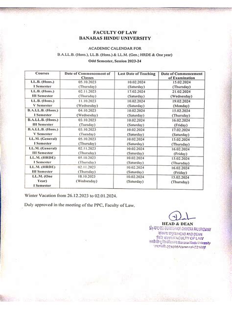 Academic Calendar Odd And Even Sem Law Pdf