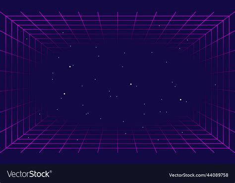 Retro Futuristic Grid Hi Tech Neon Background Vector Image