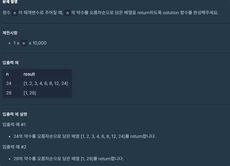 [프로그래머스] 코딩테스트 입문 약수 구하기 java