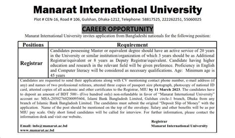 Jobopportunities Manarat University Miu Manarat International