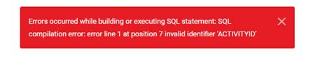 Question Errors Occurred While Building Or Executing Sql Statement Boomi Community