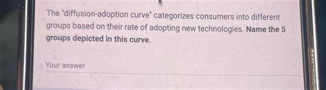 Solved The Diffusion Adoption Curve Categorizes Consumers