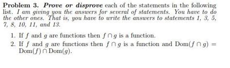 Solved Problem Prove Or Disprove Each Of The Statements Chegg