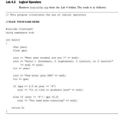 Solved Retrieve Logicalopcpp From The Lab 4 Folder The