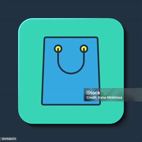 파란색 배경에 격리 된 채워진 윤곽 선백 용지 쇼핑 백 아이콘 패키지 기호입니다 청록색 스퀘어 버튼 벡터 가득 찬에 대한 스톡 벡터 아트 및 기타 이미지 Istock