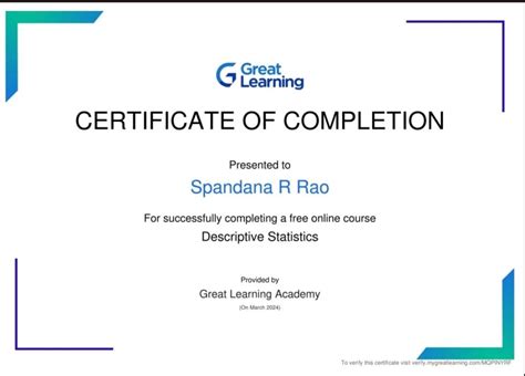 Spandana Rao On Linkedin Ive Just Finished The Descriptive Statistics Course At Great Learning