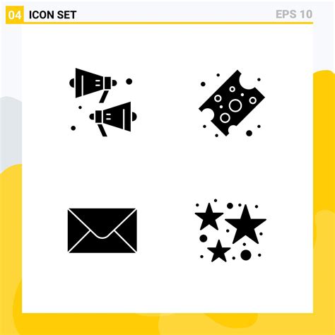 Group Of 4 Modern Solid Glyphs Set For Loud Firecracker Cheese Mail Fireworks Editable Vector