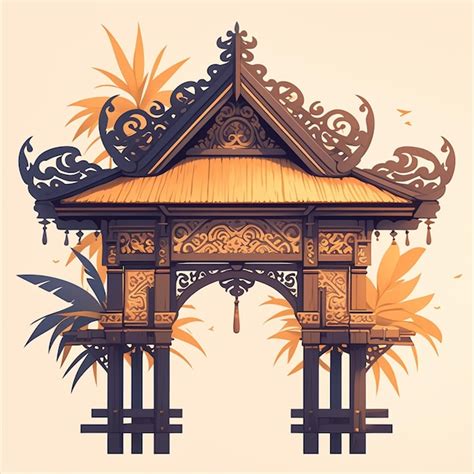 Indonesian Traditional House Patterns With Regional Architecture Premium Ai Generated Vector