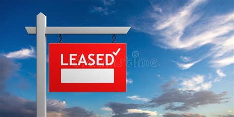 Leased Sign On Blue Cloudy Sky Background Real Estate Building Rented