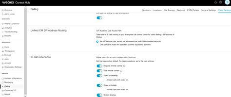 Configure In Call Features From Control Hub