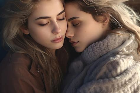 Premium Ai Image Closeup Portrait Of Two Young Lesbian Women Lgbt