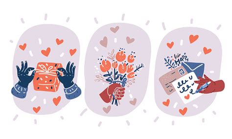 리본과 꽃이 있는 선물 상자를 엽니다 해피 어머니의 날과 발렌타인 데이 개념입니다 꽃다발은 공예 선물 상자와 어두운 배경 위에 인사말 카드를 들고 있다 개념에 대한 스톡