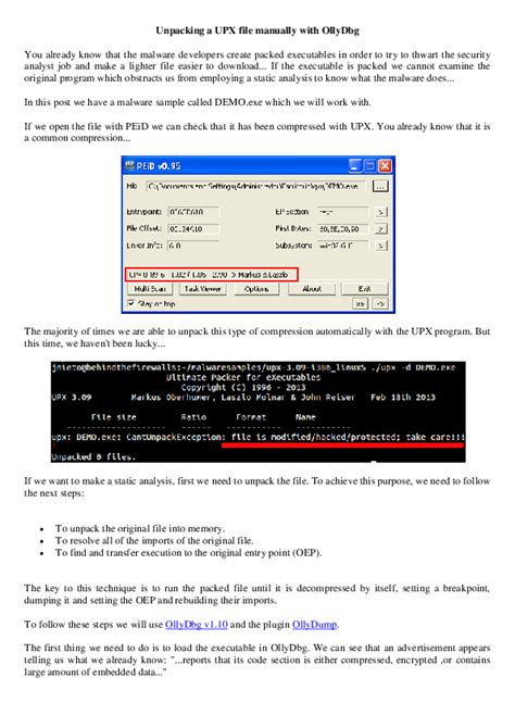 Doc Unpacking A Upx File Manually With Ollydbg