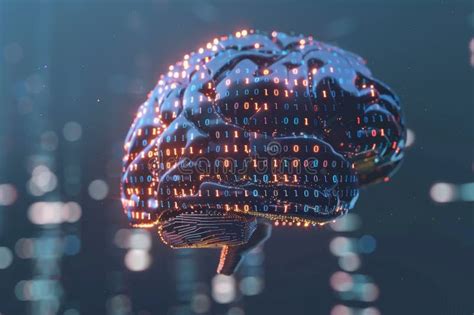 Digital Brain With Binary Code Representing Artificial Intelligence Stock Illustration