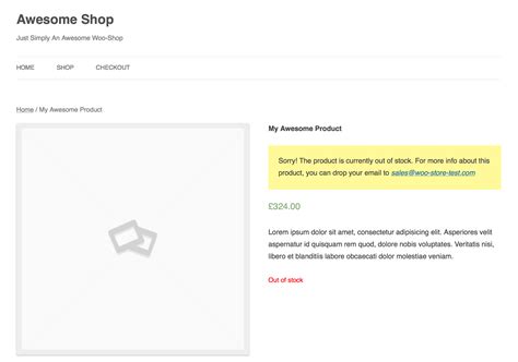 documentation of woocommerce out of stock message plugin