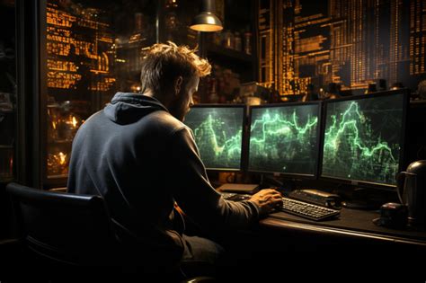 A Man Analyzing Stock Market Trading Graphs Chart On Computer Screen 5